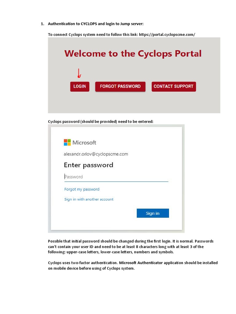 Cyclops Login Procedure | PDF | Password | Login