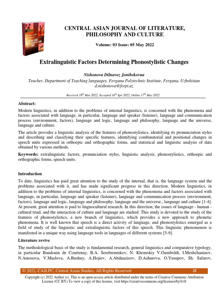 Extralinguistic Factors Determining Phonostylistic Changes | PDF | Linguistics | Speech