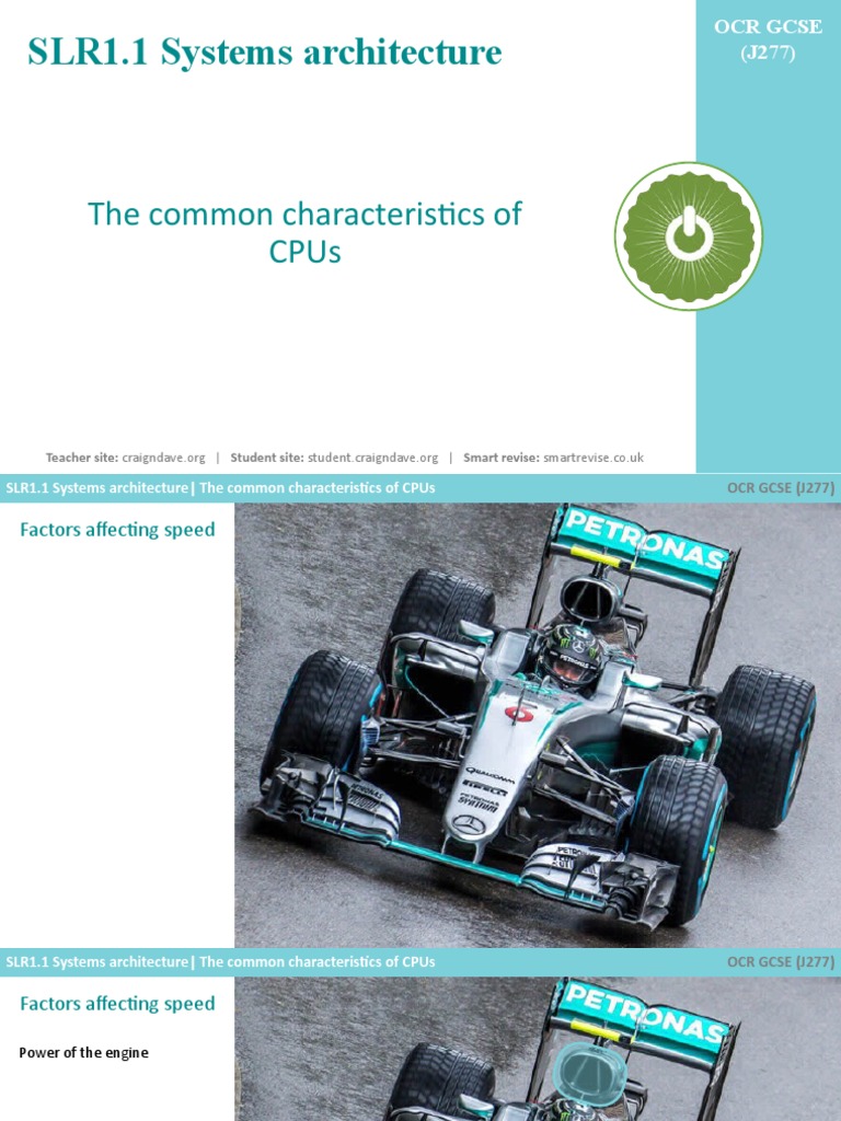 Gcse Ocr 1 1 The Common Characteristics Of Cpus Pdf Central Processing Unit Multi Core
