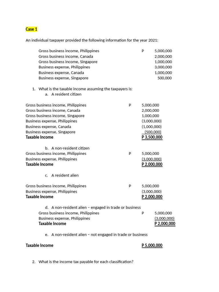 Taxation Scenarios for Resident Citizens | PDF | Capital Gains Tax | Taxes