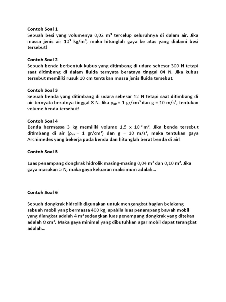 Latihan Soal HKM Archimedes & HKM Pascal | PDF