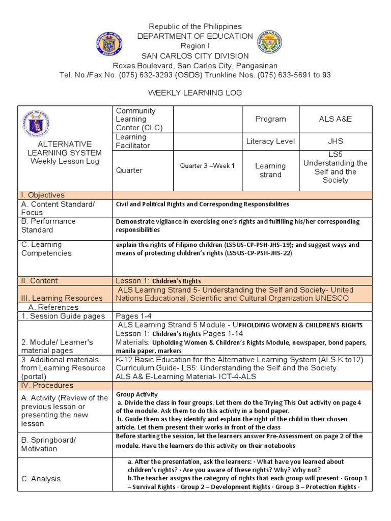 WLL LS5 JHS Q3W1 | Download Free PDF | Learning | Children's Rights