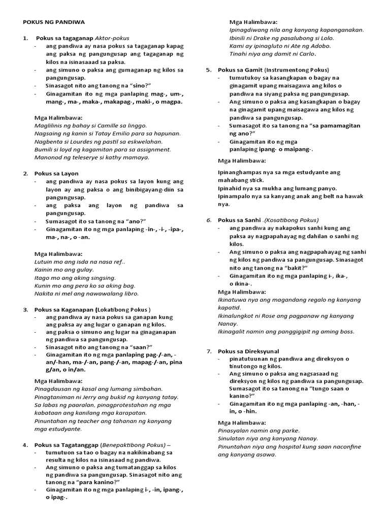 Pokus NG Pandiwa | PDF