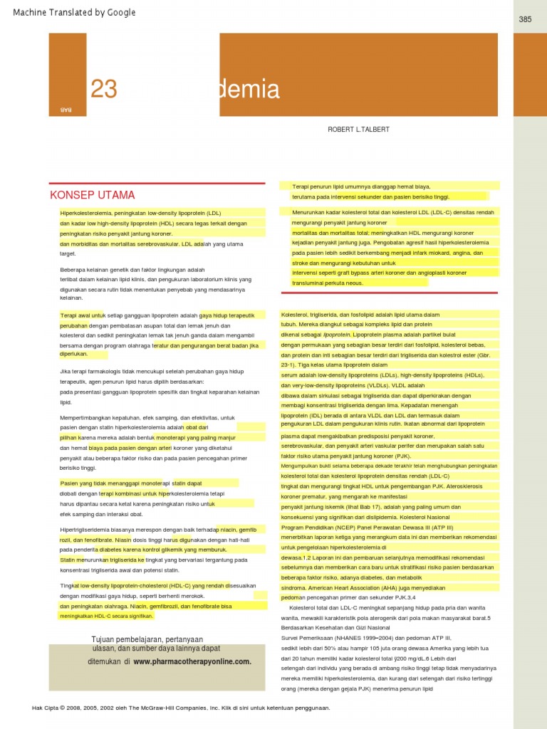 DIPIRO TH 2008 - Hyperlipidemia Ed - Ind | PDF