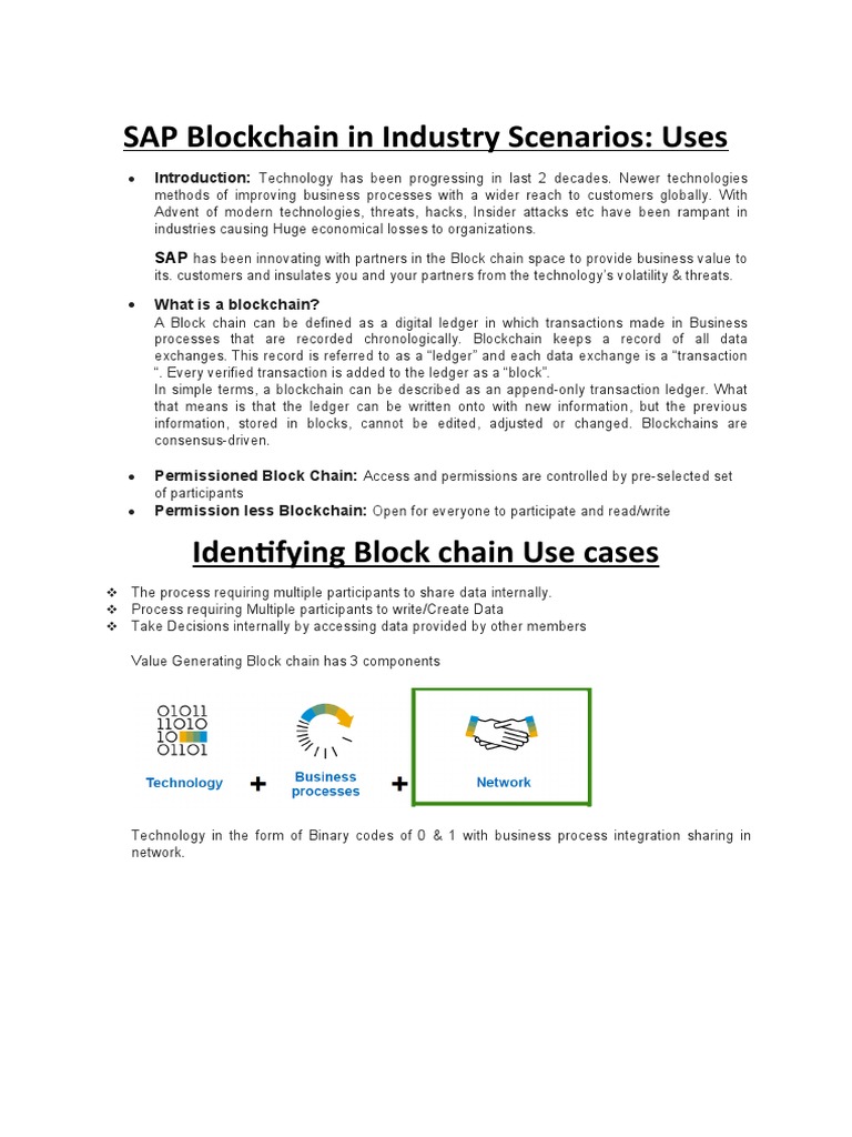 SAP Blockchain in Industry Scenarios - 2 | PDF | Brand | Business Process