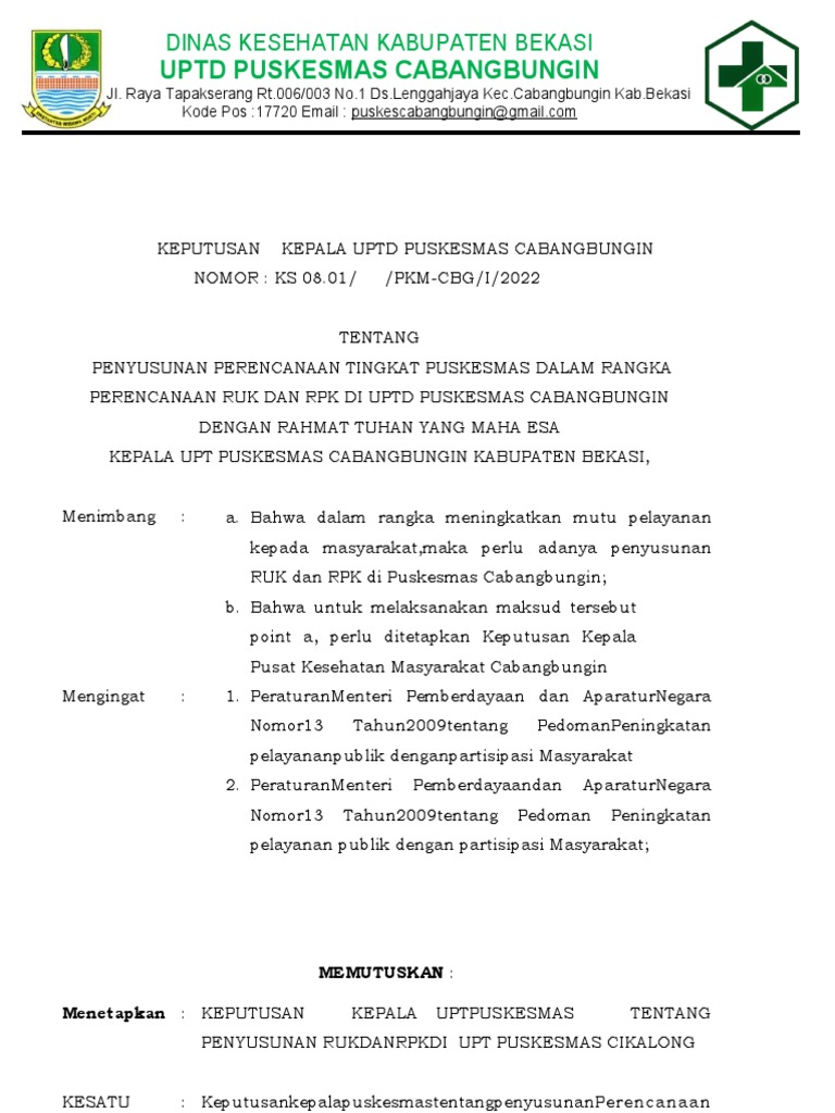 SK PTP (Ruk & RPK) Puskesmas.............. | PDF