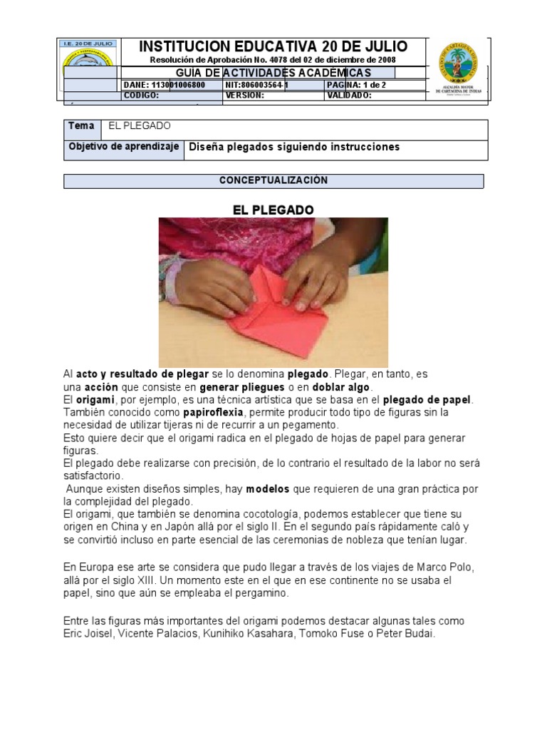 Guia Artistica 11. 3°. El Plegado | PDF | Origami