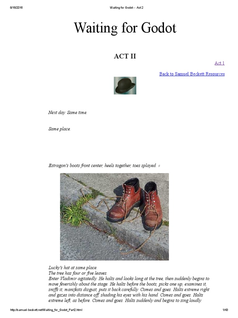 Waiting For Godot - Act 2 | Download Free PDF | Samuel Beckett