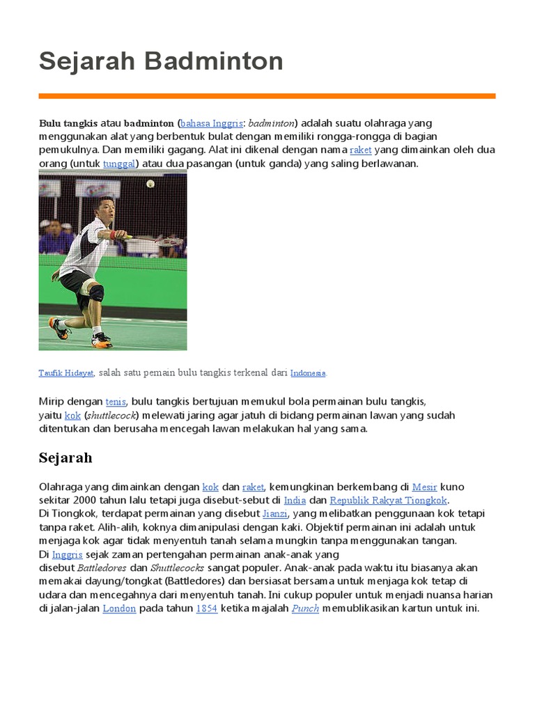Sejarah Badminton | PDF