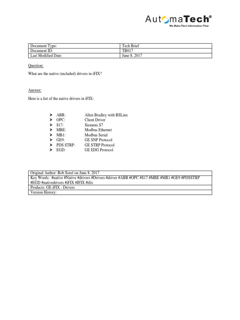 Native iFIX Drivers | PDF