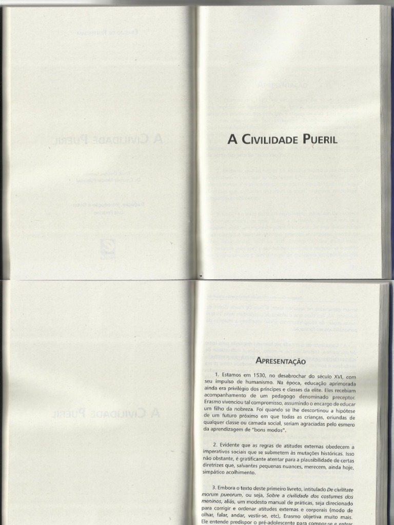 Civilidade Pueril Erasmo de Roterdã Etiqueta | PDF