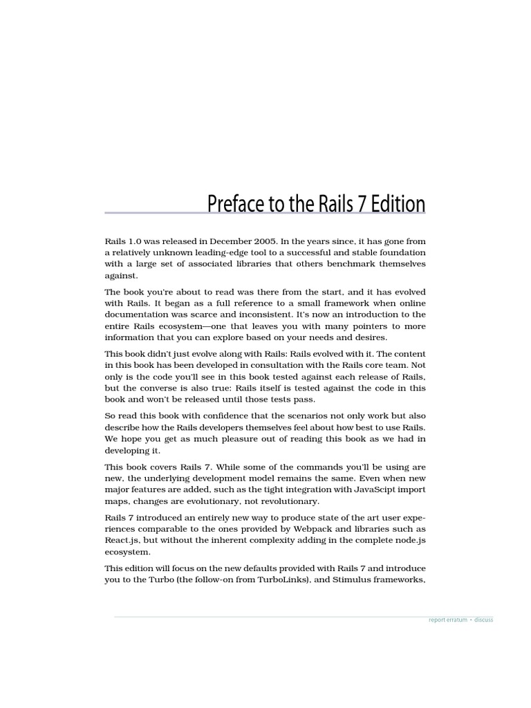 Rails 7 Book Preface & Features | PDF | Art | Computers