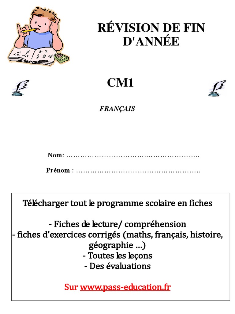 Revision Francais Fin cm1 | PDF | Verbe | Linguistique