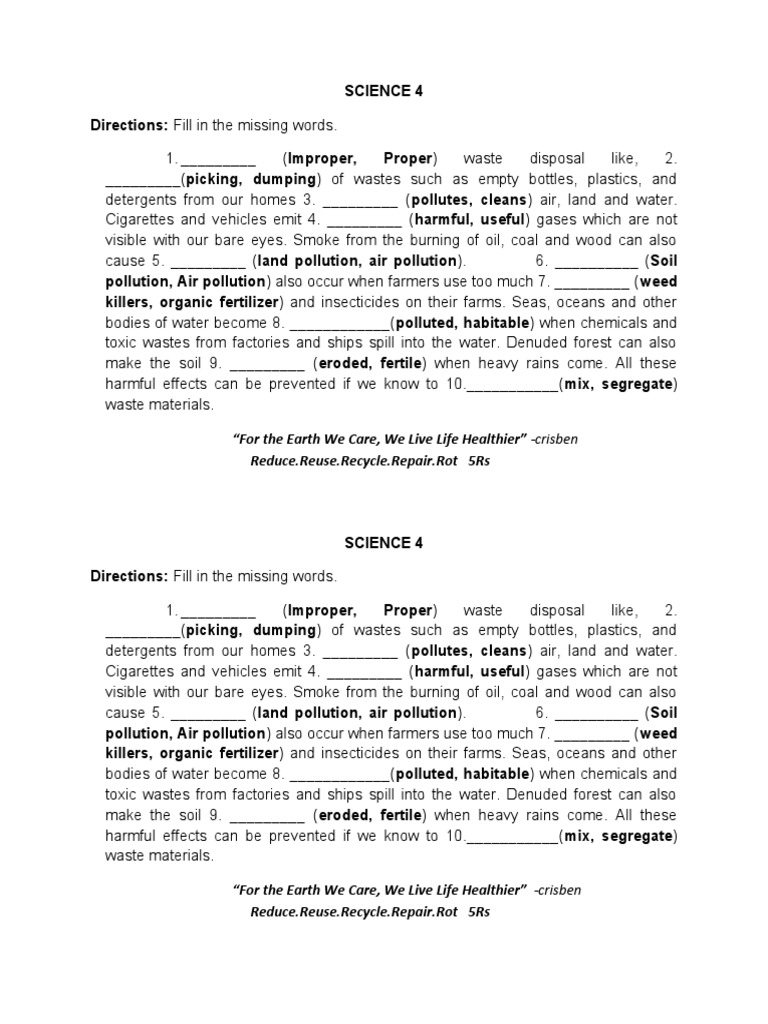 Science 4 Seatwork | PDF