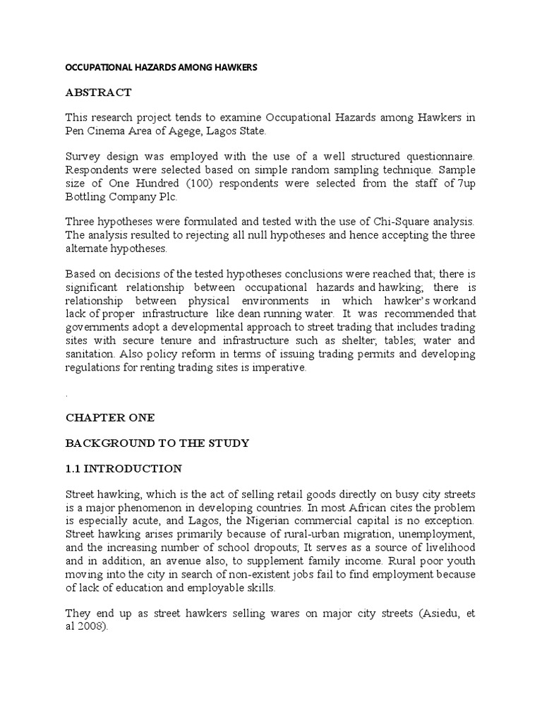 Occupational Hazards Among Hawkers | PDF | Child Abuse | Occupational ...
