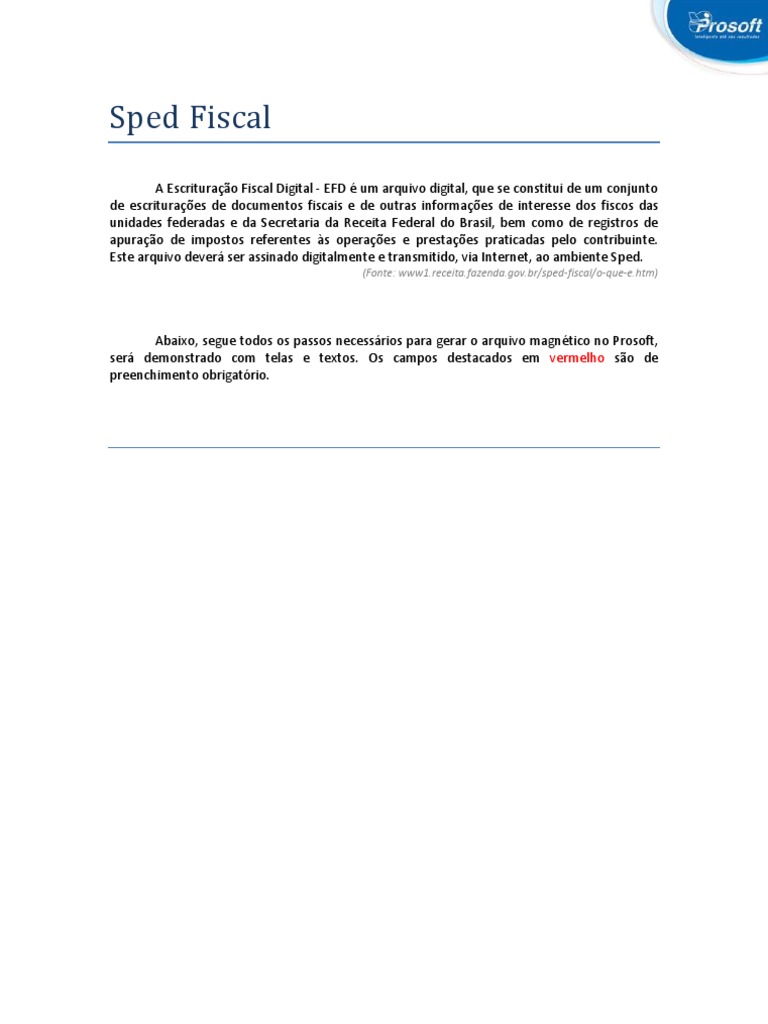 Manual Validação Sped Fiscal Prosoft | PDF