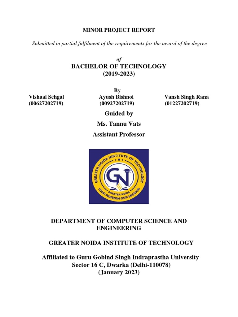 An Analysis of a Minor Project Report for the Development of a Real ... An Analysis of a Minor Project Report for the Development of a Real ...