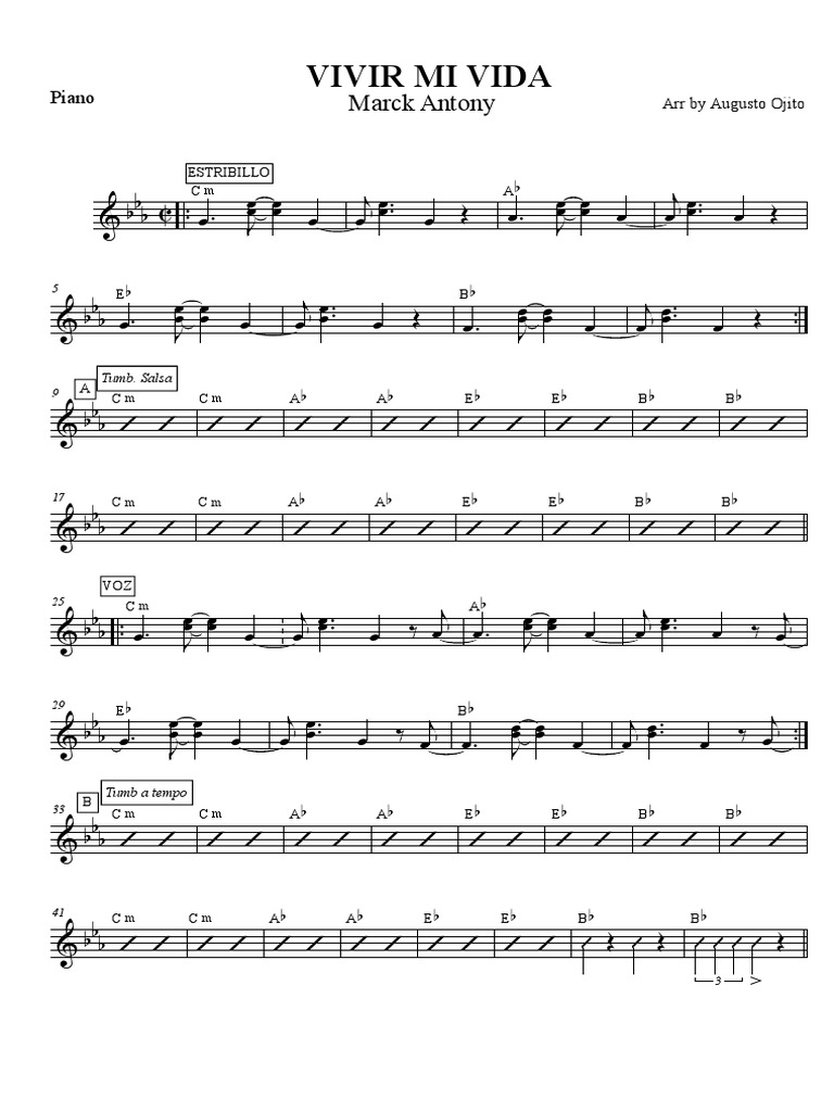 Vivir Mi Vida - Piano | PDF
