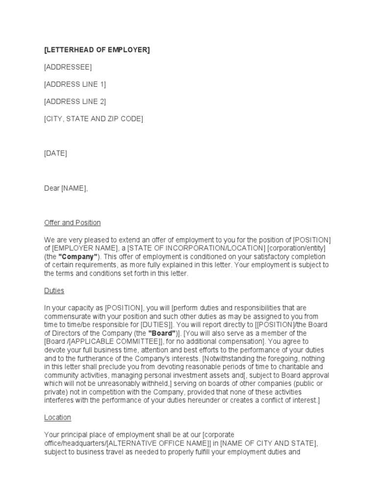 Offer Letter To Executive | PDF | Employee Benefits | Employment