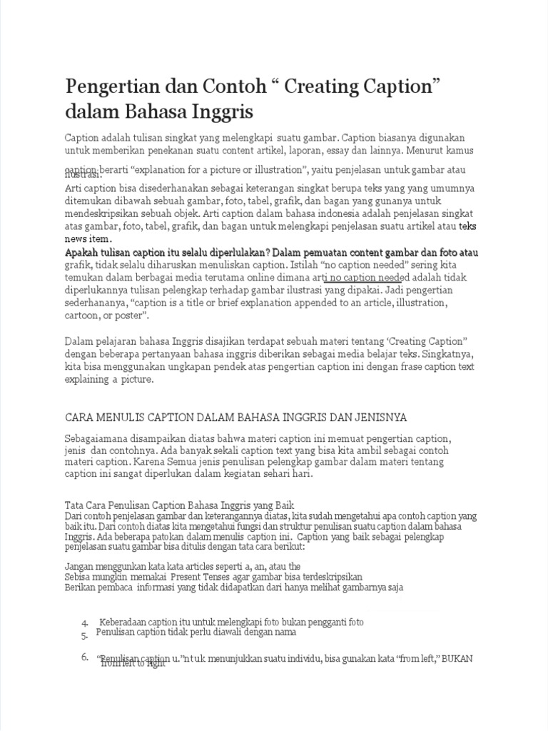 PDF Materi Caption | PDF