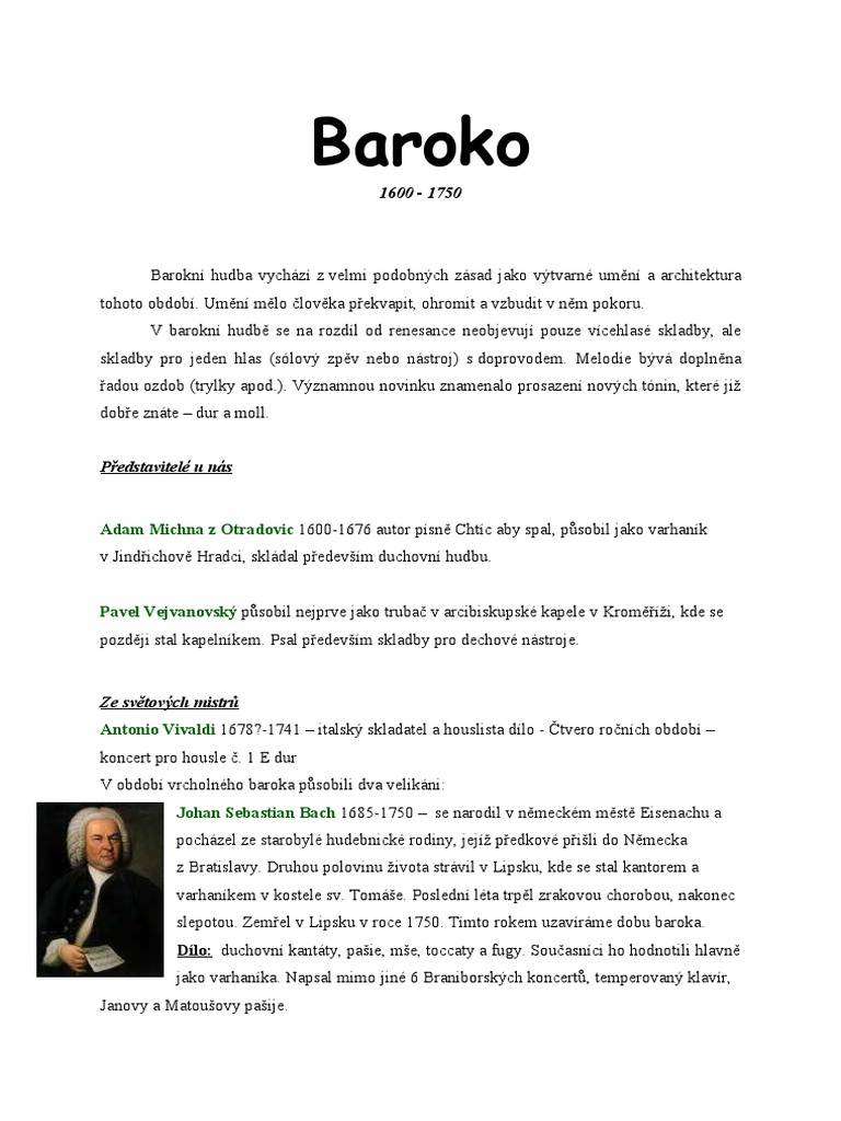 Baroko: Adam Michna Z Otradovic | PDF