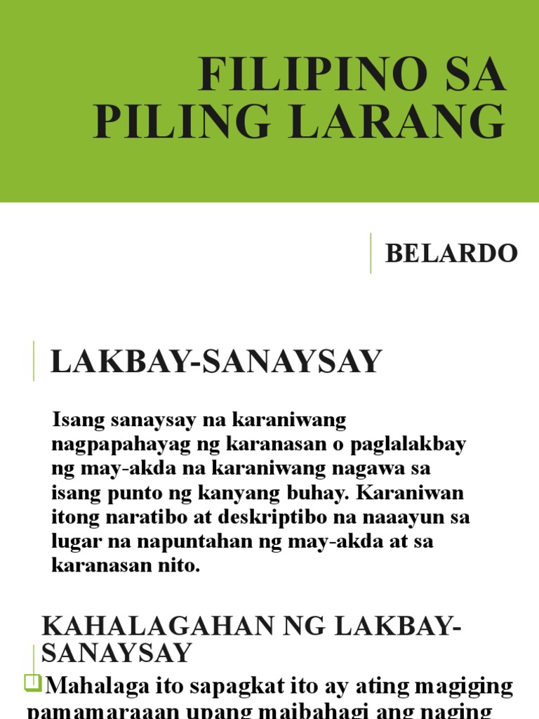 Filipino Sa Piling Larang Lakbay Sanaysay | PDF