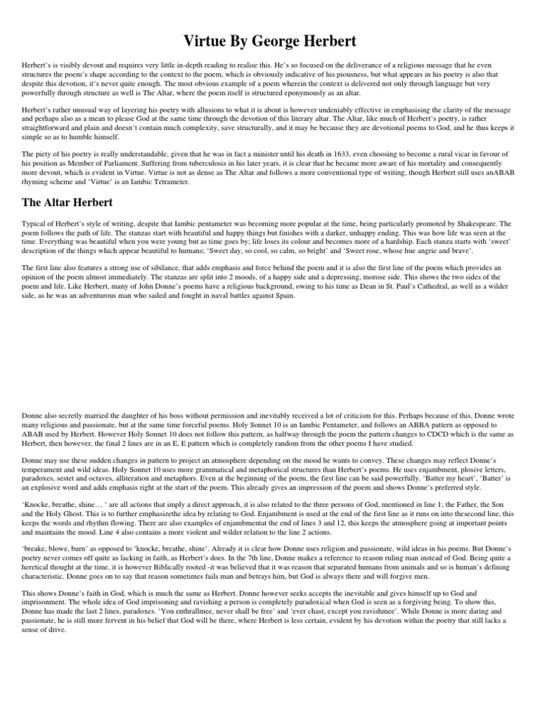 Virtue by George Herbert | PDF | Poetry | God