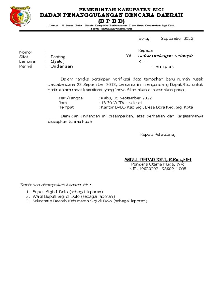 Surat Undangan Tim Verifikasi | PDF