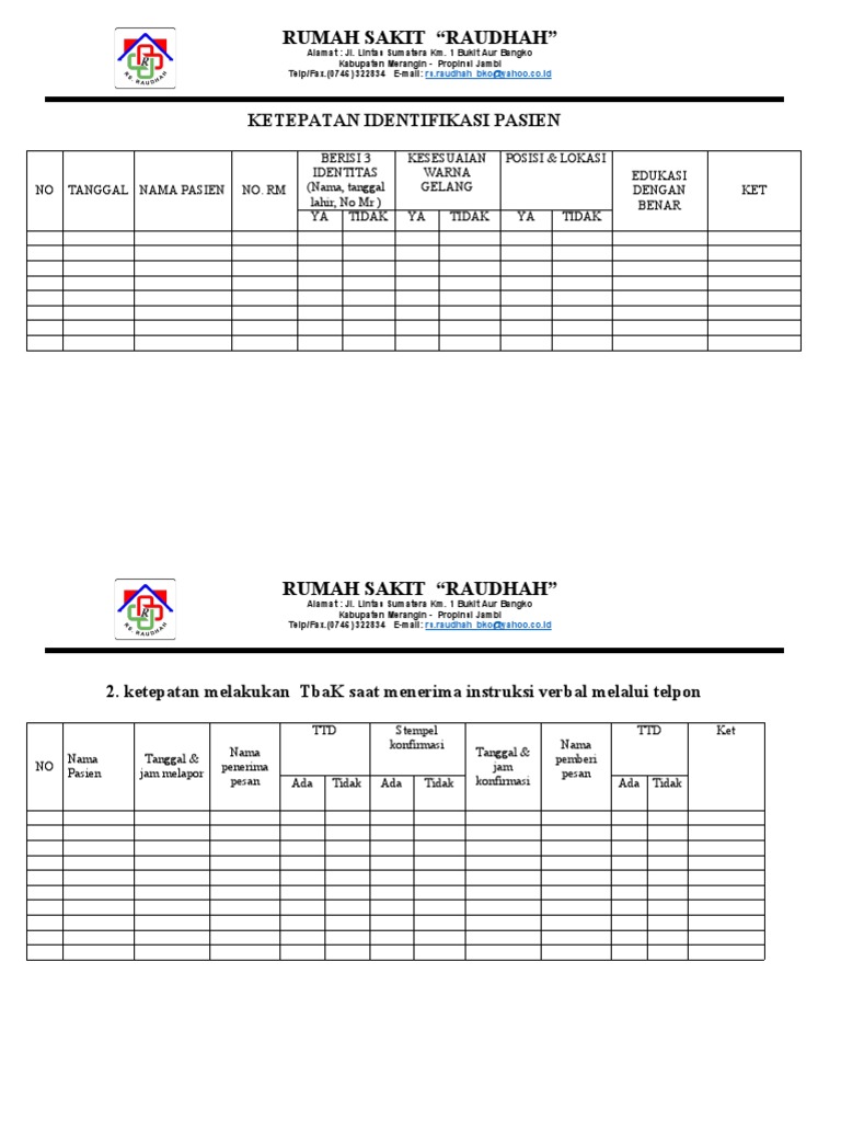 Form Ketepatan Identifikasi Pasien | PDF