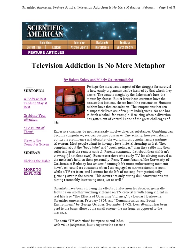 Television Addiction Is No Mere Metaphor: How Excessive TV Viewing ...