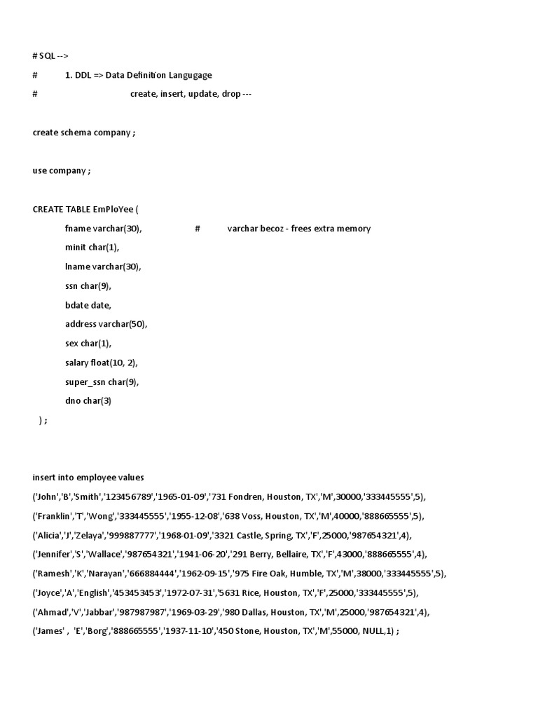 SQL DDL and DQL | PDF | Computer Science | Software Design
