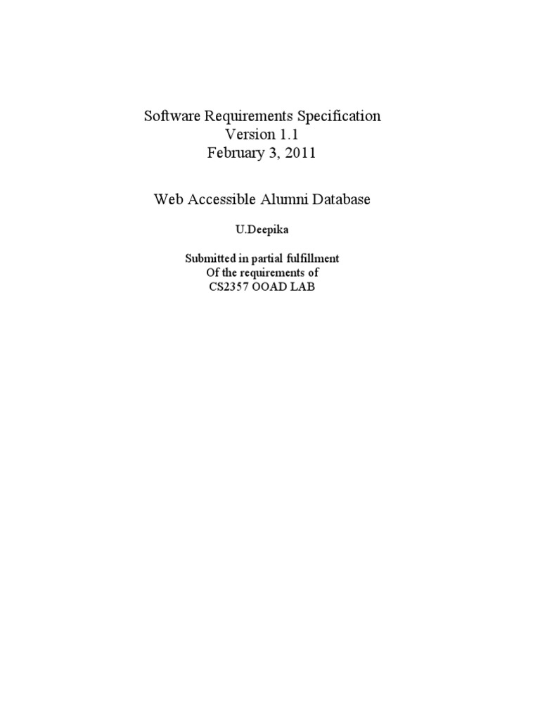 Web Accessible Alumni Database Software Requirements Specification ...