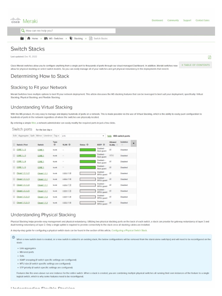 Screencapture Documentation Meraki MS Stacking Switch Stacks 2022 12 16 ...