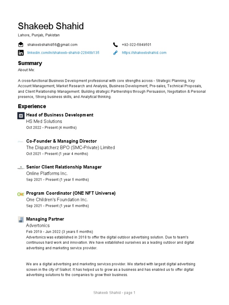 Business Developer Resume | Download Free PDF | Sales | Marketing