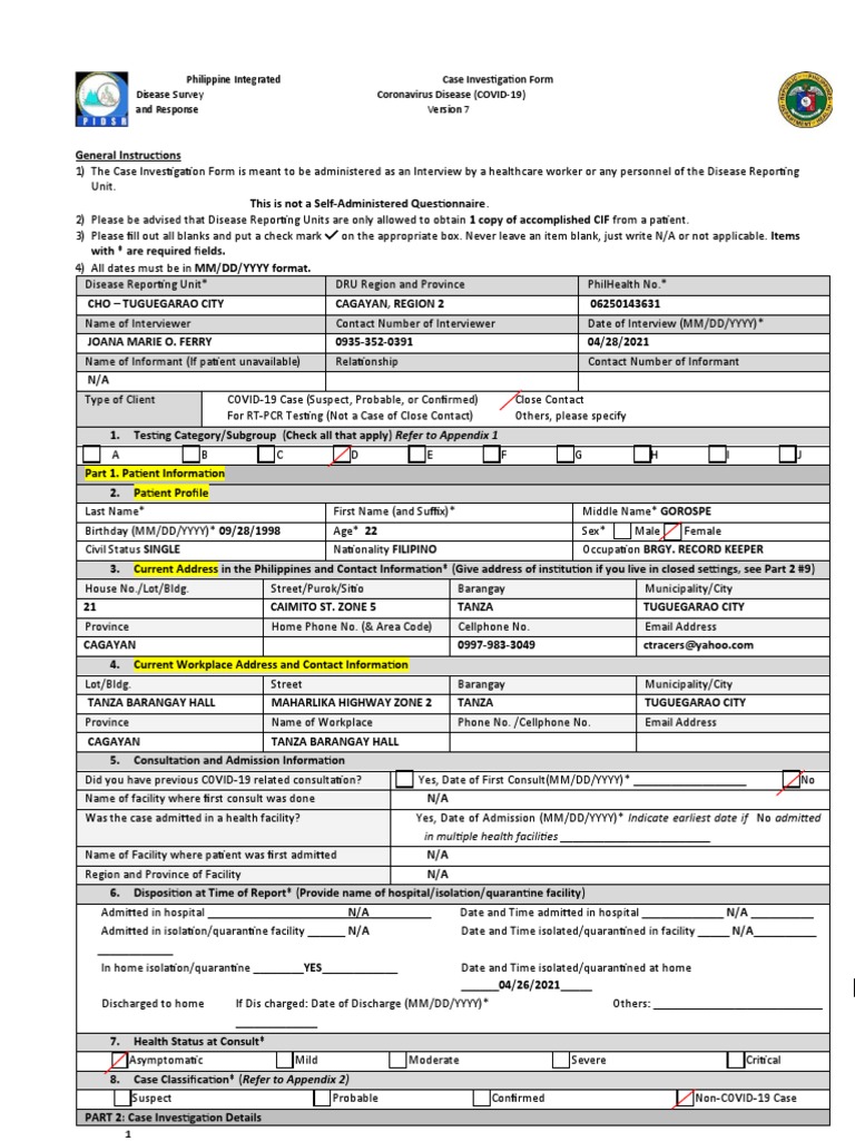CIF Forms-Word | Download Free PDF | Respiratory Diseases | Causes Of Death
