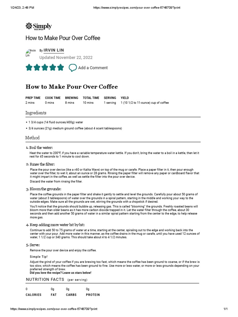 Pour Over Coffee Guide | PDF | Coffee | Foods