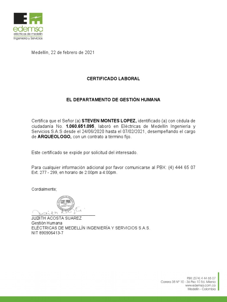 Certificado Edemsa | PDF