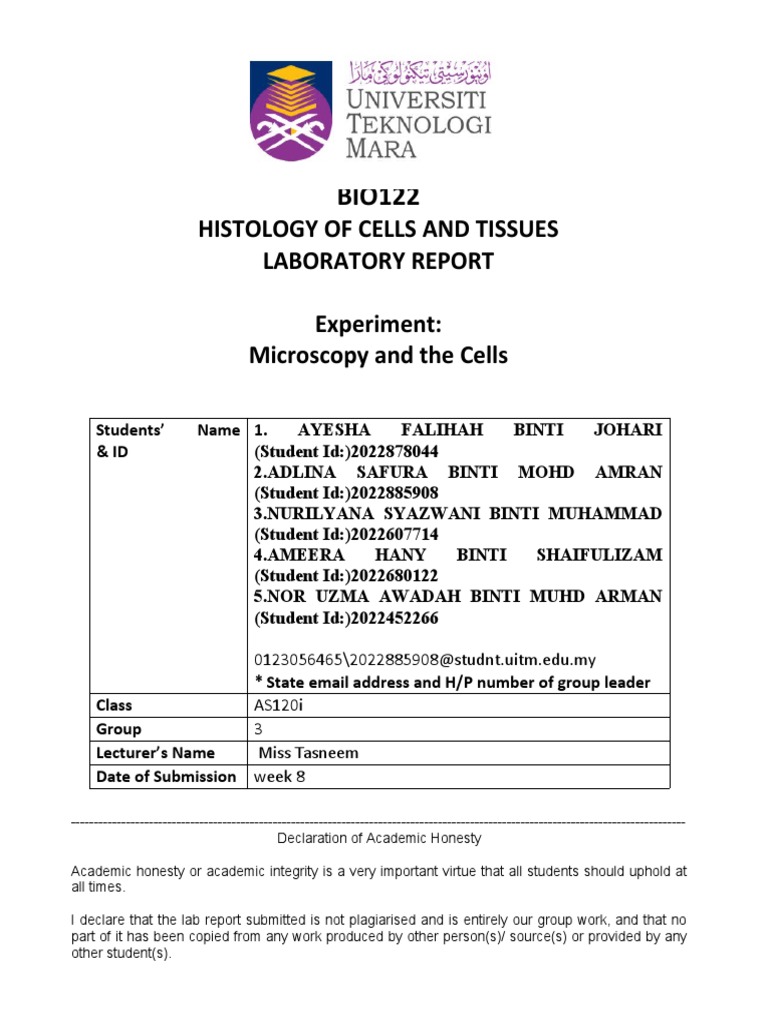 Complete Lab Report | PDF | Cell (Biology) | Microscope