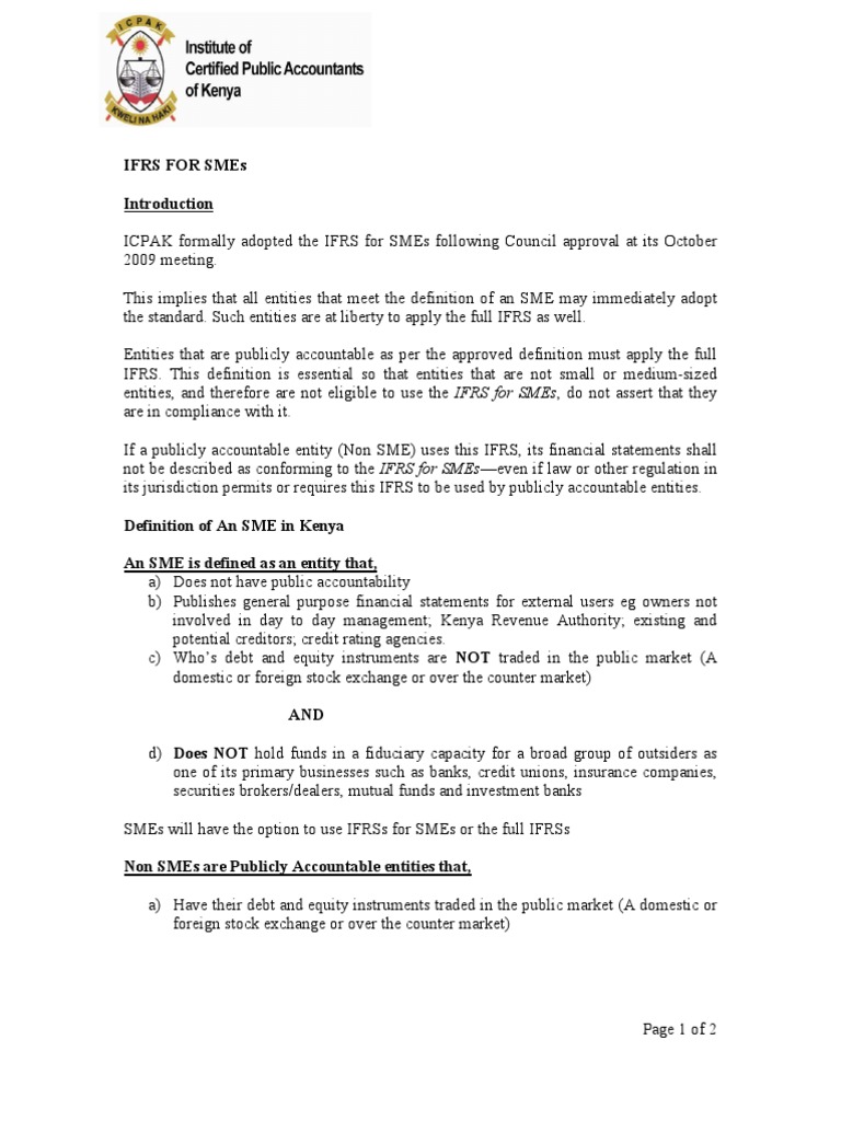 Adoption of IFRS For SMEs in Kenya 1 | PDF | International Financial ...