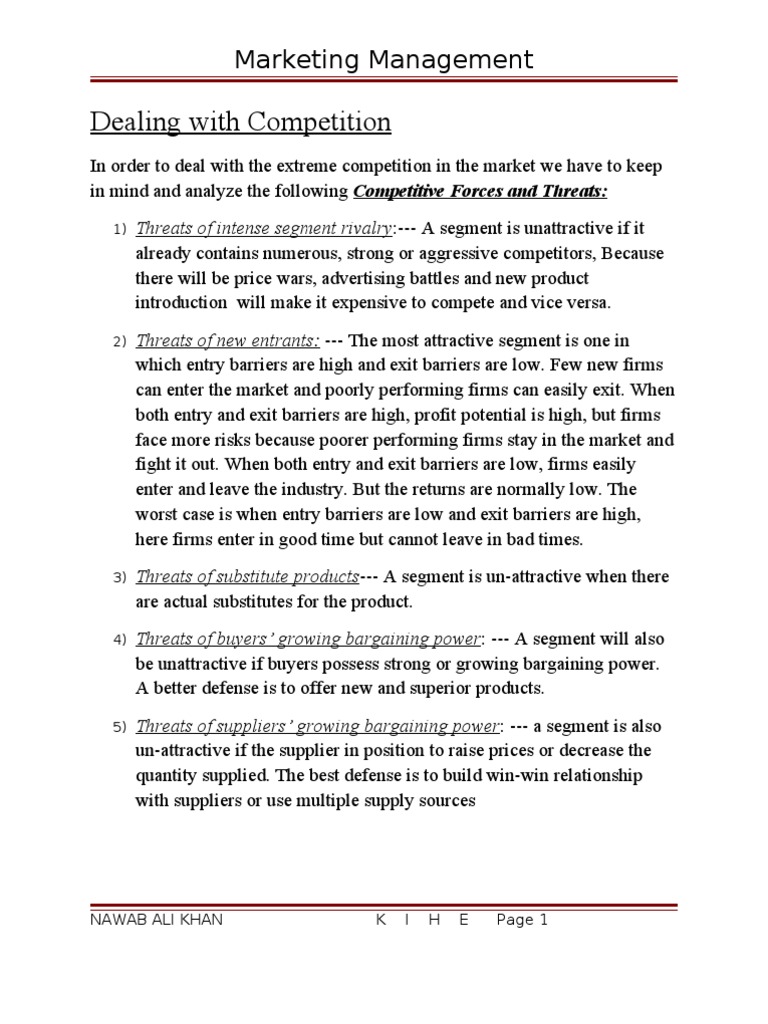 Dealing With Competition: Marketing Management | PDF | Sales | Competition