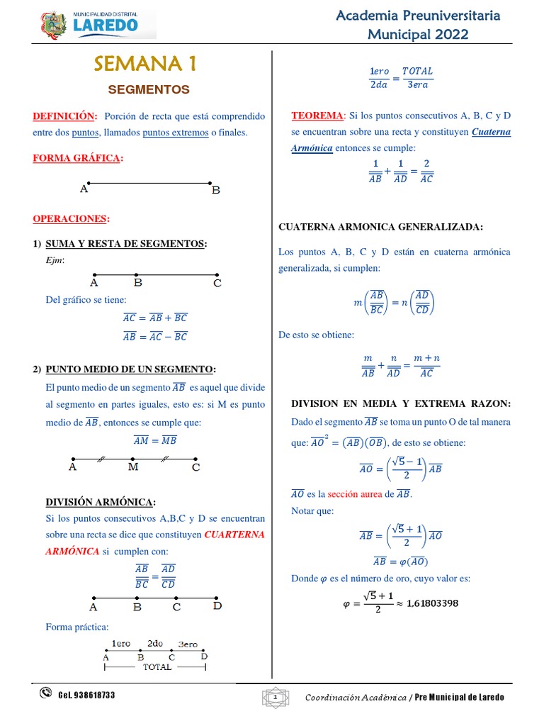 Geometria-Segmentos S1 | PDF | Geometría Elemental | Matemática Elemental