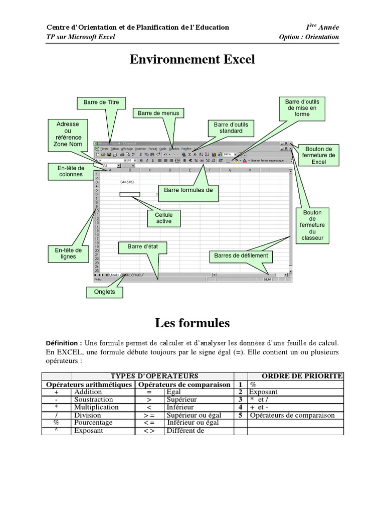 TP Excel : Formules et Mise en Forme | PDF | Microsoft Excel | Feuille de calcul