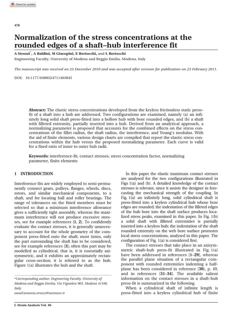 Normalization of The Stress Concentrations at The Rounded Edges of A Shaft-Hub Interference Fit ...