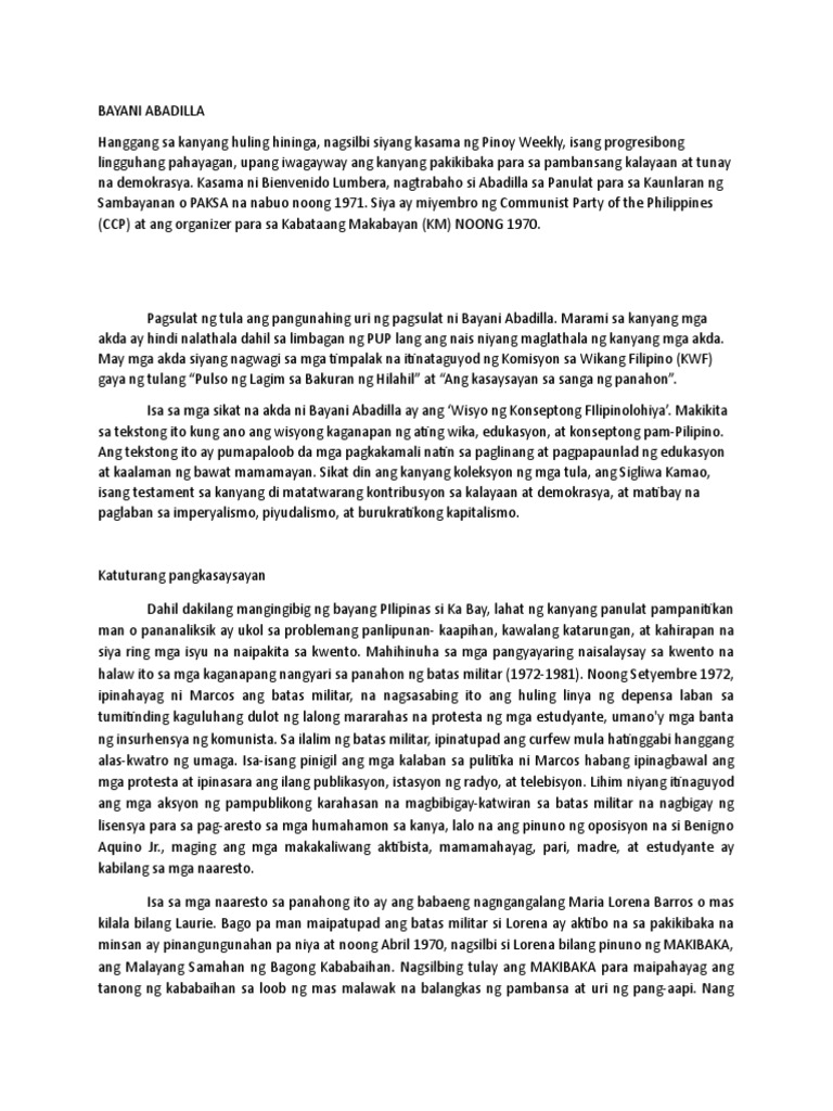 Bayani Abadilla | PDF