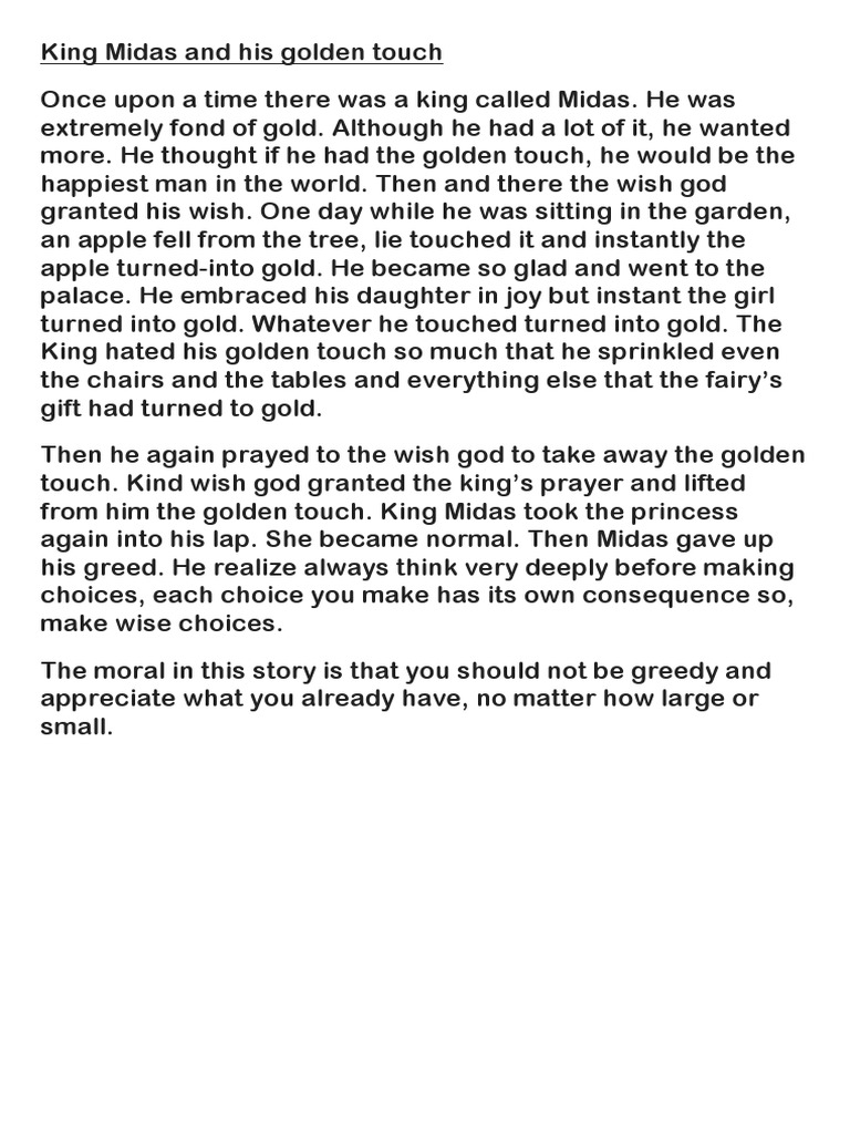 King Midas and His Golden Touch | PDF