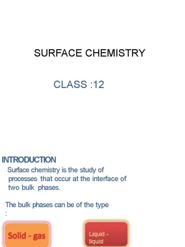 CH 5 PPT Surface Chemistry | PDF | Adsorption | Emulsion