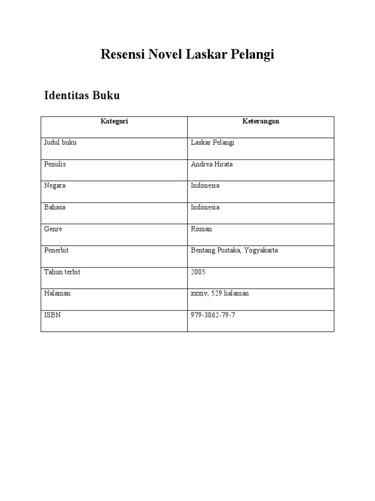 Resensi Novel Laskar Pelangi-Kiki | PDF