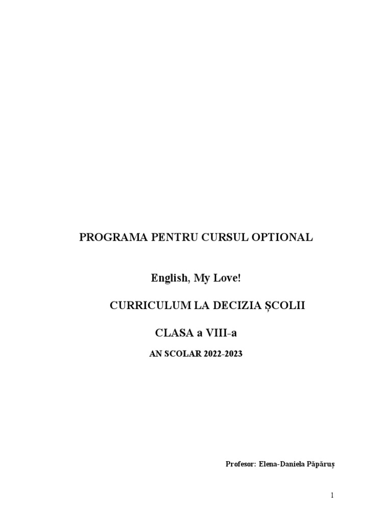 Optional Engleza 8 | PDF | Educational Assessment | Learning
