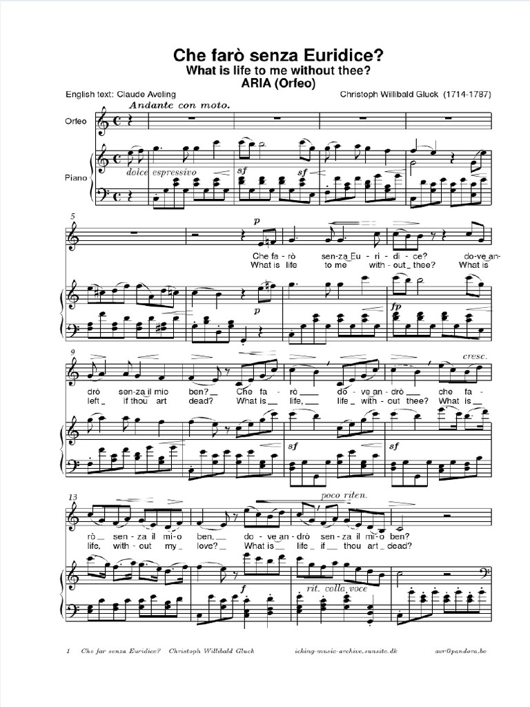 Vdocument - in Gluck Che Faro Senza Euridice | PDF