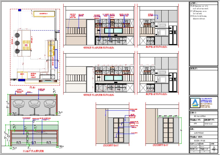Modular Crockery Unit Elevation and Dimensional Drawings | PDF | Interior Design | Architectural ...